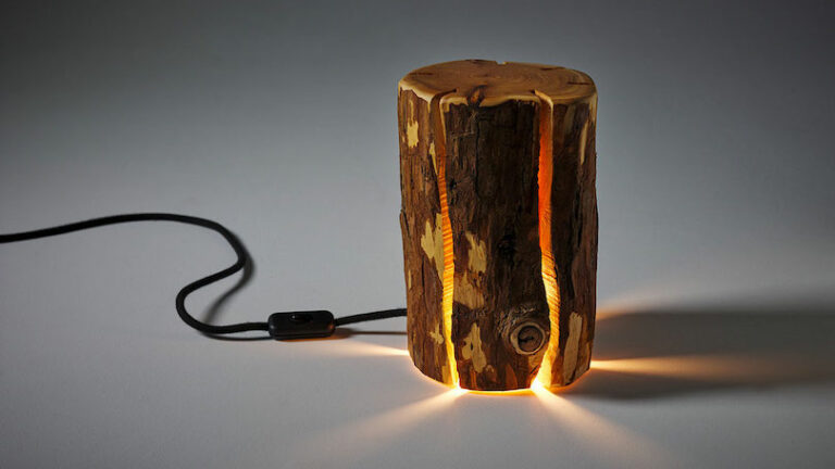 Real Cracked Log Lamps Bring Campfire Experience Indoors